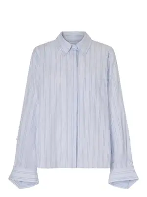 TWP Boyfriend Striped Cotton Shirt - Blue