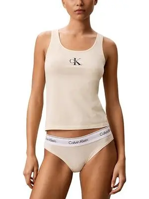 Calvin Klein Cotton Blend Stretch Lounge Tank - Pear
