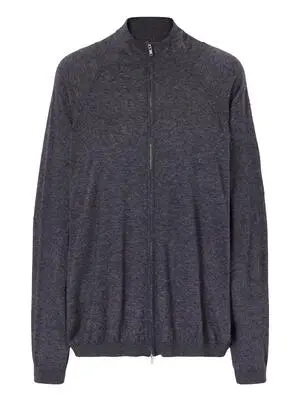 THE FRANKIE SHOP Baxe Knitted Wool-blend Zip-up Cardigan - Gray