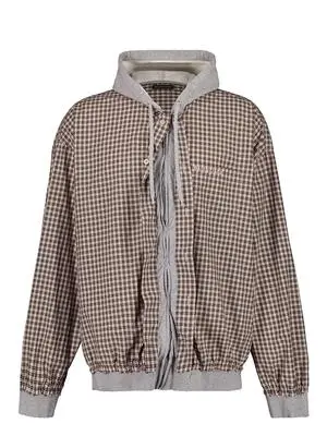 Balenciaga Hooded Micro Tartan Zip Shirt - Multicolour