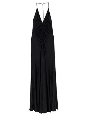 SELF-PORTRAIT Gathered Jersey Long Dress - Black