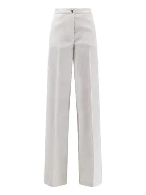 Pinko Jacopone Linen And Viscose Trousers - White