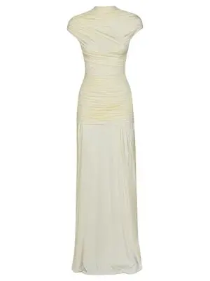 SELF-PORTRAIT Draped Jersey Long Dress - Yellow