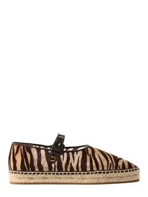 LOEFFLER RANDALL Leather-trimmed Flocked Mesh Ballet Flats - Black