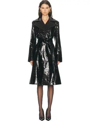 SAME The Leather Trench Coat - Black