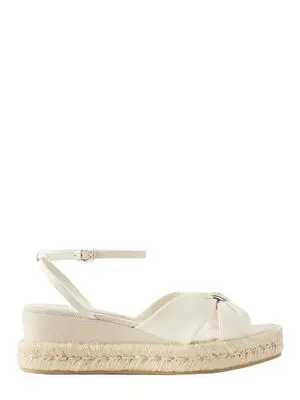 JIMMY CHOO Aella 60 Leather Wedge Sandals - Neutrals