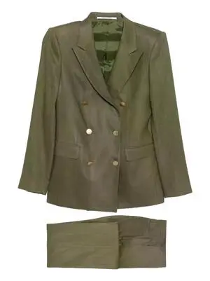 Tagliatore Pinstriped Double-breasted Suit - Green
