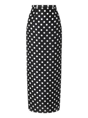Khaite Winton Polka-dot Silk Midi Skirt - Black
