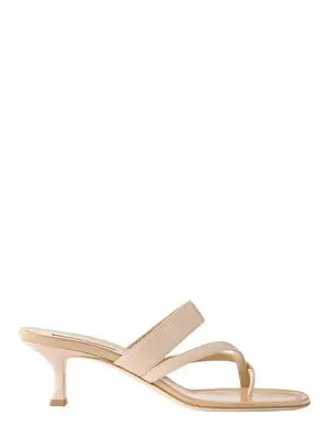 Manolo Blahnik Susa 50 Leather Sandals Neutral