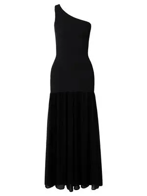 Hunza G Nancy Hybrid One-shoulder Crinkle™ And Chiffon Coverup - Black