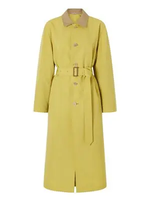 Auralee Belted Wool-canvas Trench Coat - Yellow