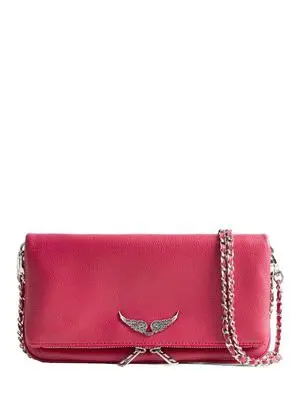 Zadig&Voltaire Zadig & Voltaire Rock Clutch With Rhinestone Wings Silver