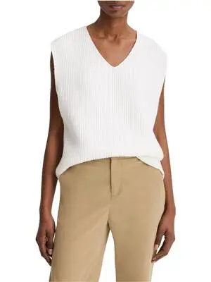 Vince Cotton-blend Relaxed Vest - White