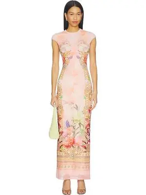 AFRM Maxi Dress With Embellished Floral Print Shell Scene