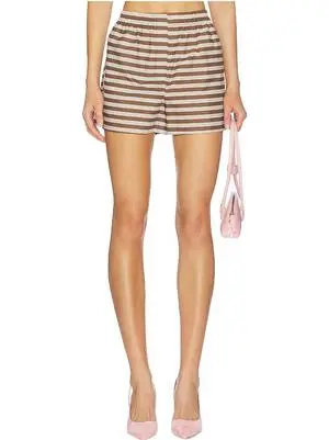 MILKWHITE Striped Poplin Shorts - Brown Stripes