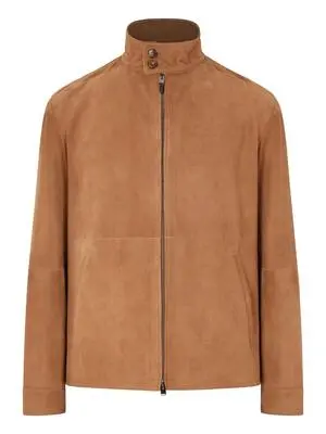 Canali Suede Harrington Jacket Tan