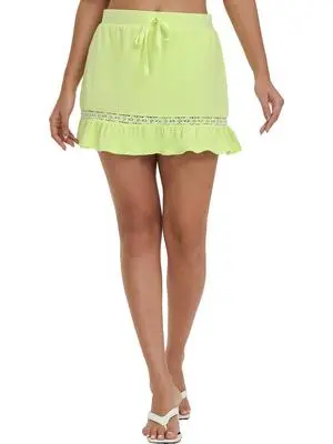 Juicy Couture Towel Terry Mini Skirt With Lace Trim - Pear