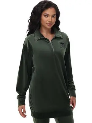 Juicy Couture Oversized Quarter Zip Velour Pullover - Hands On Deck
