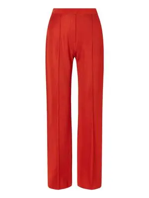 HIGH SPORT Evie Pleated Knitted Wide-leg Pants - Red