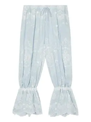 Miguelina Embroidered Silk-blend Balloon Pants - Blue