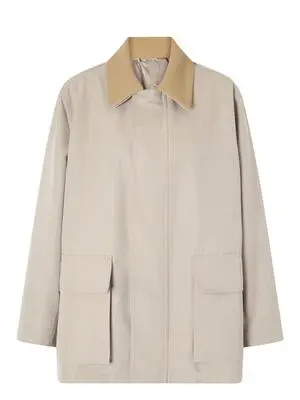 Auralee Leather-trimmed Wool-canvas Jacket - Gray