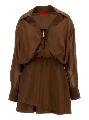 THELATEST Denise Mini Shirt Dress - Brown