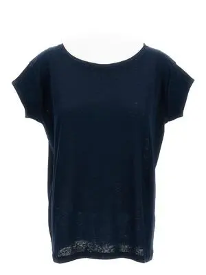 BIFFI Linen Crew-neck T-shirt - Blu