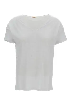 BIFFI Linen V-neck T-shirt - White
