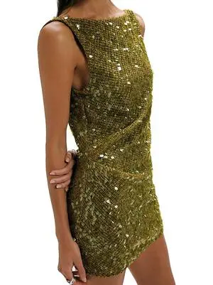 Bec & Bridge Cabine Boatneck Mini Dress - Moss