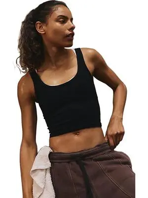 Free People FP Movement Ribbed Scoop Neck Cropped Cami Black