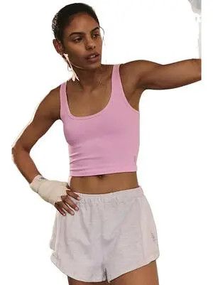 Free People Ribbed Scoop Neck Cropped Cami - Bubble Gum