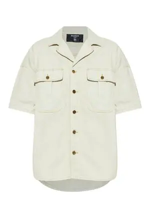 Balmain Oversized Denim Shirt - Cream