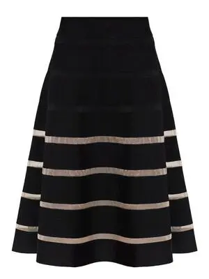 Balmain Flared Skirt With Transparent Panels - Black