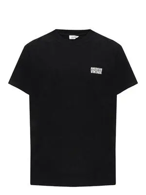 American Vintage T-shirt With Printed Logo Black