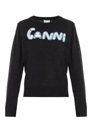 GANNI Logo Sweater - Black