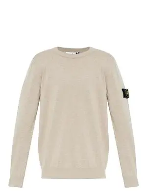 Stone Island Sweater With Logo Patch - Beige