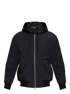 Moose Knuckles Quilted Down Bomber Jacket With Hood - Black