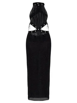Oseree Lurex Thread Maxi Dress - Black