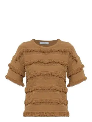 Max Mara Knitted Top With Fringe - Brown