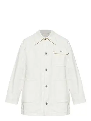 Ami Denim Jacket With Pockets - White