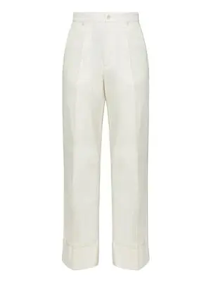 Bally Wide-leg Cotton Trousers - Cream