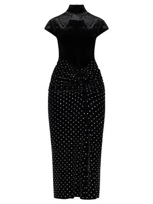 Alaïa Velvet Midi Dress With Sequins - Black
