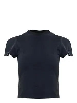 Vetements Cropped T-shirt With Embroidered Logo - Black