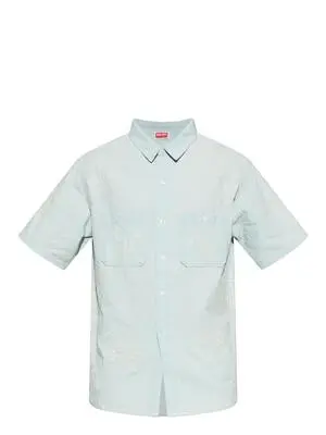Kenzo Denim Shirt With Decorative Embroidery - Light Blue