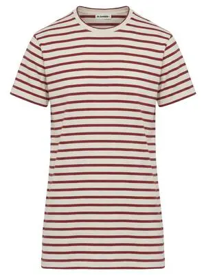 JIL SANDER Cotton Stripe Mini Dress Red