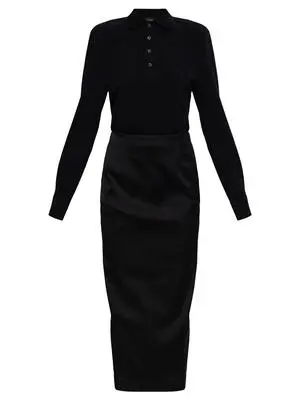 WILLY CHAVARRIA Polo Dress With Mixed Fabrics - Black