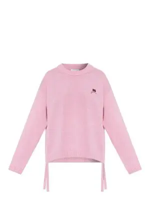 GANNI Turtleneck Sweater With Drawstring Sides Pink