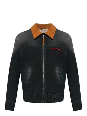 Marni Denim Jacket With Logo Patch - Black
