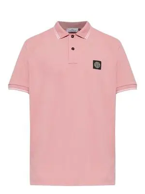Stone Island Polo With Logo Patch - Pink