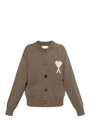 AMI Paris Cardigan With Pockets - Brown